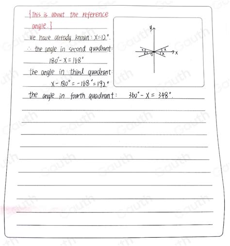 solved find an angle in each quadrant with a common reference angle