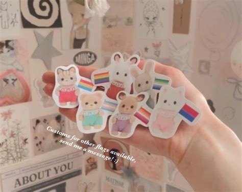 Pride Flag Critters Stickers Coquette Sticker Aesthetic Sticker Trendy
