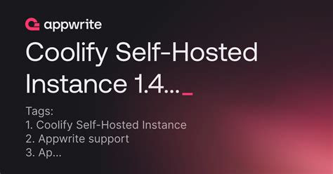 Coolify Self Hosted Instance 14x Threads Appwrite