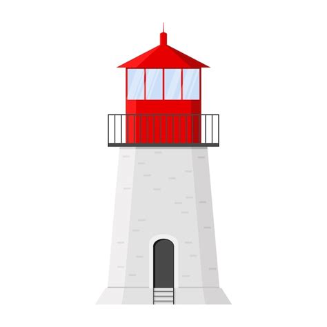 등대 평면 풍경 벡터 일러스트 레이 션 프리미엄 벡터