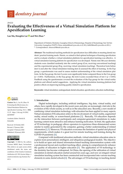 Pdf Evaluating The Effectiveness Of A Virtual Simulation Platform For Apexification Learning