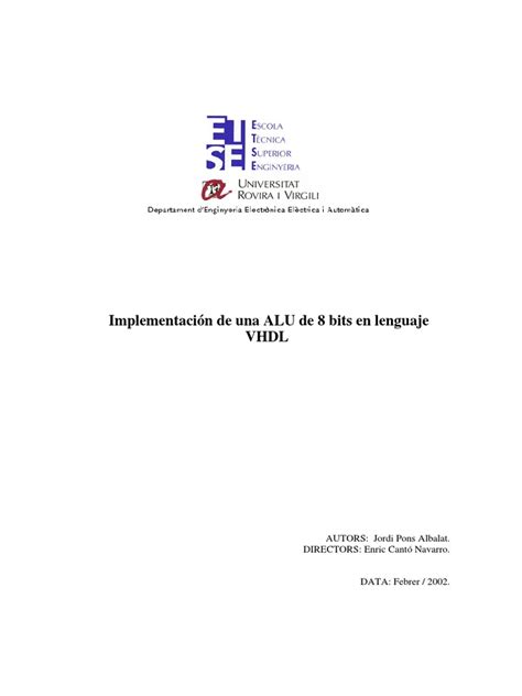 Alu 8 Bits Vhdl Pdf Vhdl Lenguaje De Programación