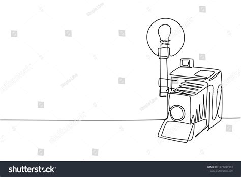 Single Continuous Line Drawing Old Retro Stock Vector Royalty Free