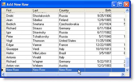 adding a new row to c1truedbgrid