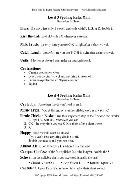 Barton Spelling Rules Pdf