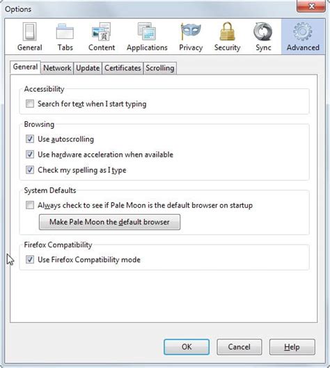 this is what pale moon s firefox compatibility mode setting is all