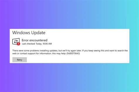 the kb5048239 update for windows 10 fails with the 0x80070643 error