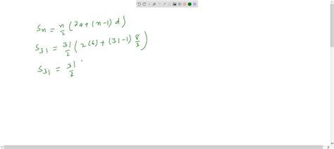 Find The Sum Of The First 31 Terms Of The Arithmetic Progression Whose