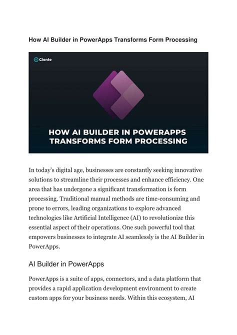 Ppt How Ai Builder In Powerapps Transforms Form Processing Powerpoint