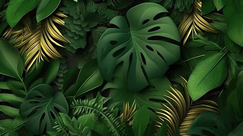 3d 정글 숲 이국적인 열대 잎의 현실적인 템플릿 야자잎 정글 잎 몬스테라 배경 배경 일러스트 및 사진 무료 다운로드 Pngtree