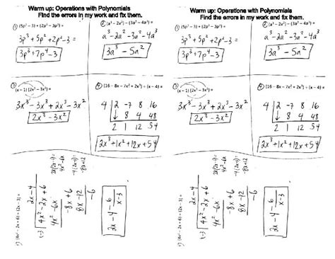 Operations With Polynomials Error Analysis Warm Up By Seemaya Services