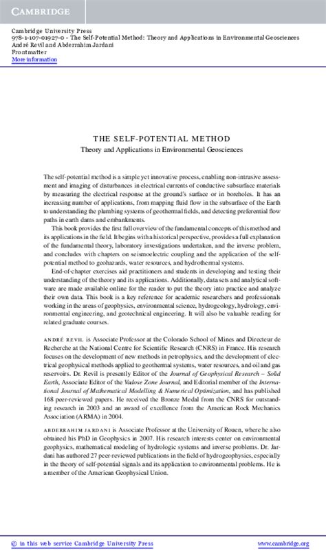 Pdf The Self Potential Method