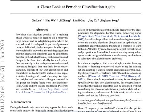 论文汇总：a Closer Look At Few Shot Classification Again Csdn博客