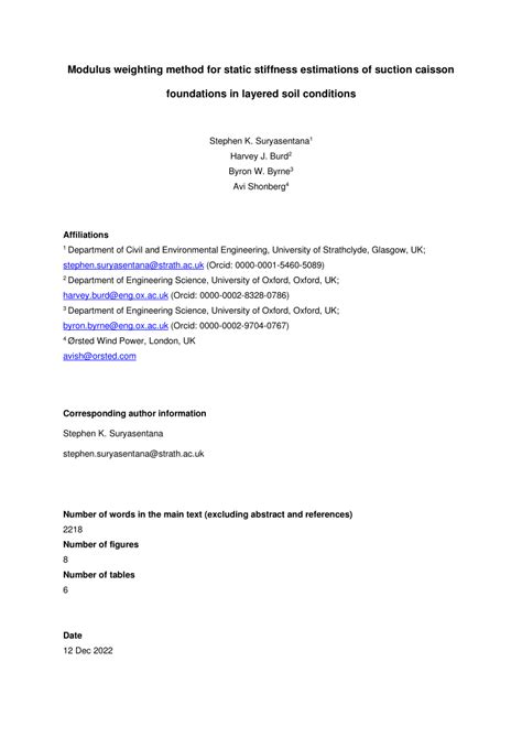 Pdf Modulus Weighting Method For Static Stiffness Estimations Of Suction Caisson Foundations