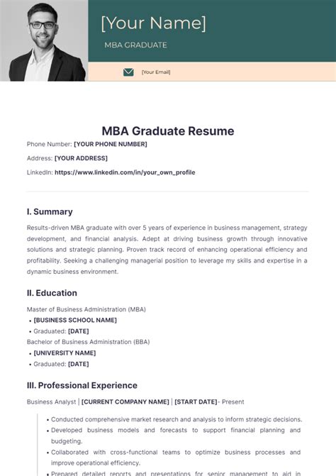 Mba Graduate Resume Edit Online And Download Example