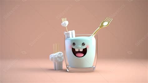Cute Illustration Of A Tooth And Toothbrush Sitting In A 3d Rendered