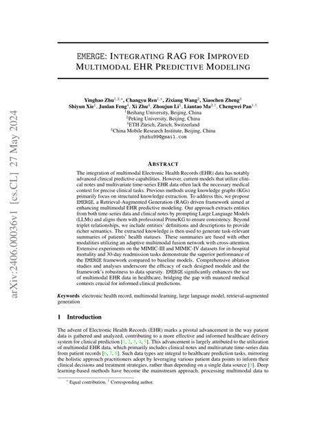 pdf emerge integrating rag for improved multimodal ehr predictive