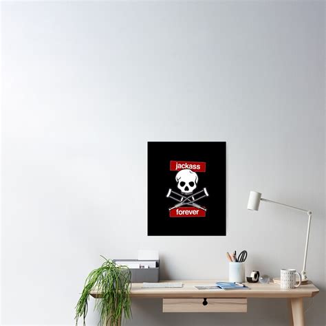 Jackass Forever Jackass Red Skull And Crutches Warning Logo Poster