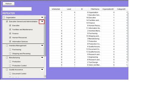 Tree View Like Selection Using Checkboxes For Search Filtering