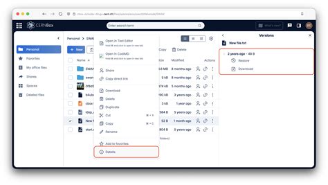 Versions Cernbox Docs