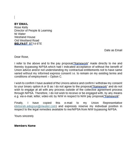 Withdrawing Consent Letter