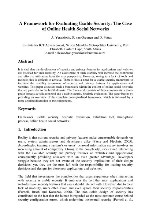 Pdf A Framework For Evaluating Usable Security The Case Of Online Health Social Networks