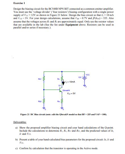 Solved Exercise I Design The Biasing Circuit For The Bcs48b