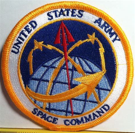 United States Army Space Command Patch With Hook Adhesive Fastener Gold Border Ebay
