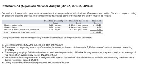 Solved Problem 10 14 Algo Basic Variance Analysis Lo10 1
