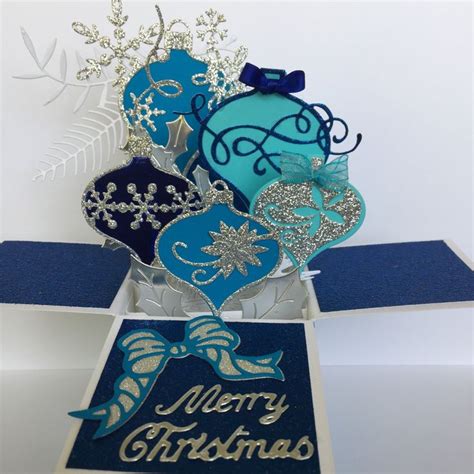 Elegant Christmas Pop Up Card Sparkly Intricate Ornaments In Etsy