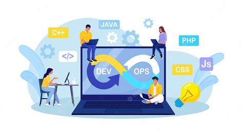 Premium Vector Devops Concept Programmers Practice Of Development And Software Operations