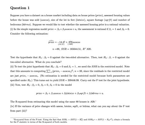 solved question 1 suppose you have a dataset on a house