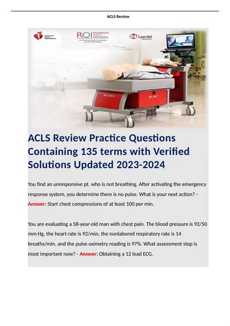 Acls Review Practice Questions Containing 135 Terms With Verified