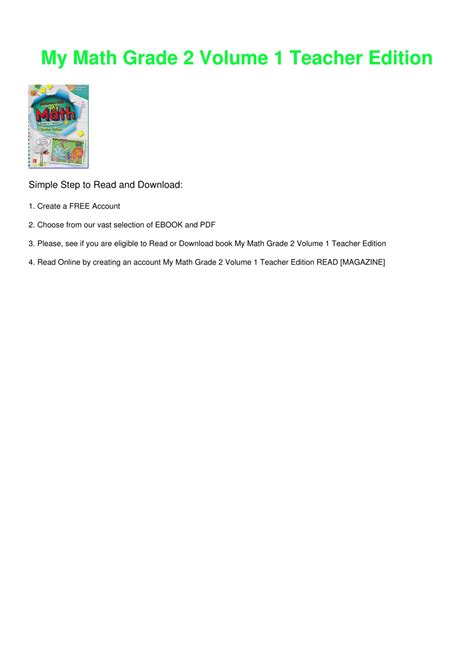 Ppt Pdf Read My Math Grade 2 Volume 1 Teacher Edition Powerpoint Presentation Id 11998557