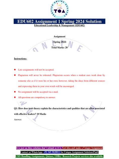 Edu602 Assignment 1 Spring 2024 Solutiono By Tanveer Online Academy