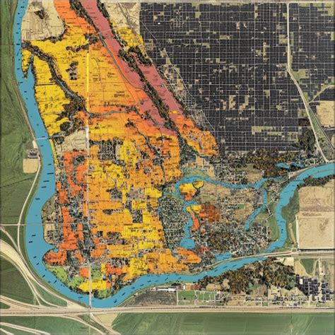 A Floodplain Map Showing Areas At High Risk For Flooding With Colorcoded Zones Indicating