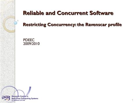 Reliable And Concurrent Software Ravenscar Ppt