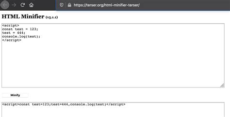 Minifyjs Not Working When Use Const Let · Issue 1077 · Kangaxhtml