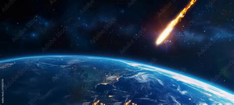 meteor approaching earth in space the meteorite is approaching the