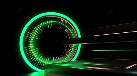 네온과 녹색 움직이는 시계의 애니메이션 진행률의 녹색 영역 링 중간에 표시기가 있는 3d 그림 로드 막대 고화질 사진 사진 배경 일러스트 및 사진 무료 다운로드
