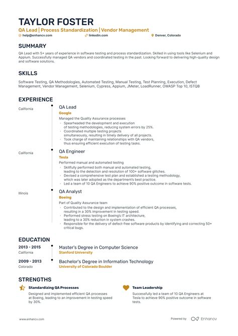 10 QA Lead Resume Examples Guide For 2025