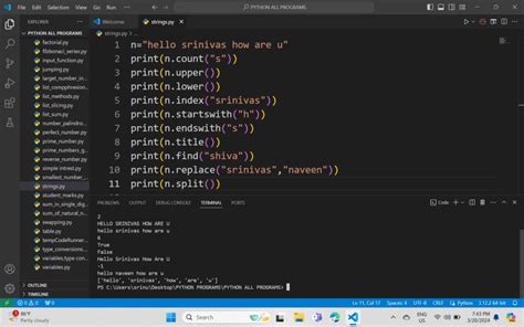 Srinu Naidu On Linkedin Task 13 Practice String And Methods And Prepare Doc Pythonlife Kiran Sagar