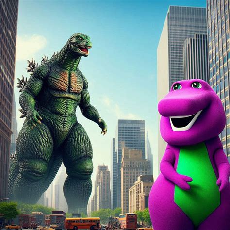 Godzilla Vs Barney By Pedalpunk 57 On Deviantart