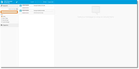 Searching for messages from a specific phone number in the AT&T Message Archiving portal - Asecare