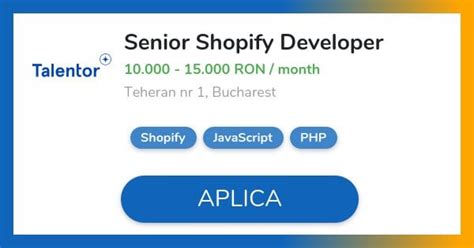 senior shopify developer [💰 10 000 15 000 ron] r devjobromania