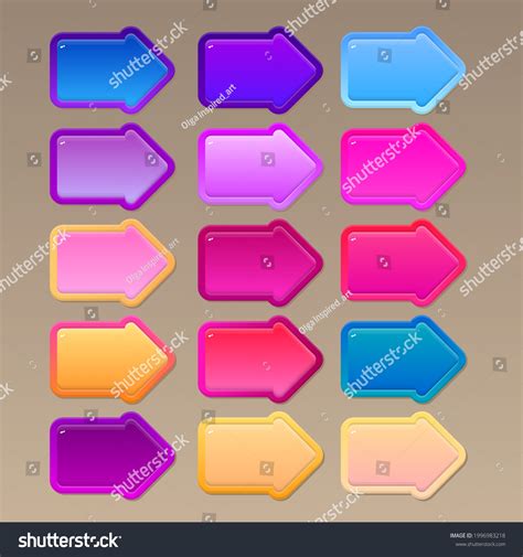 Game Ui Buttons Set Glamour Arrows Stock Vector Royalty Free