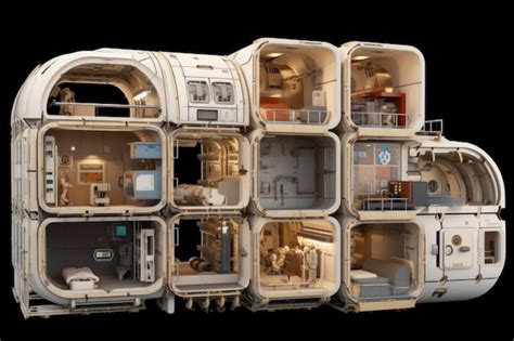 Premium Ai Image Modular Space Habitat With Expandable Modules Created With Generative Ai