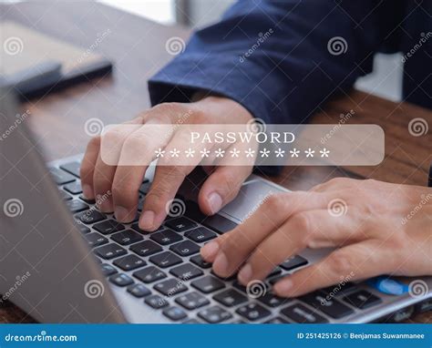 User Typing Password On A Laptop To Access Personal User Data On The