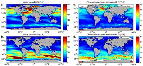 Map Of Mean Mixed Layer Depth Mld From The Model Left And