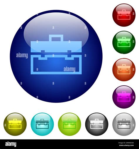 Toolbox Alternate Icons On Round Glass Buttons In Multiple Colors